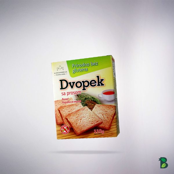 Dvopek sa prosom 110g – Bez glutena – Bioteka Sarajevo